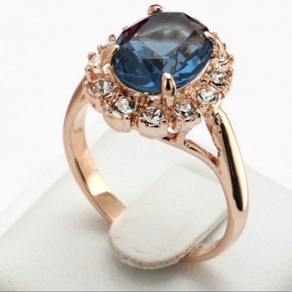 Jewelry | New Beautiful 18k Rose Gold Plated Blue Ring | Poshmark
